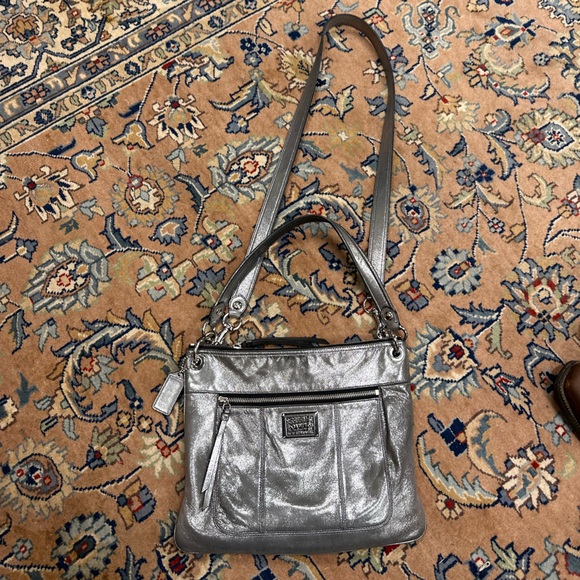 Coach | Bags | Coach Poppy Metallic Silver Purse | Poshmark